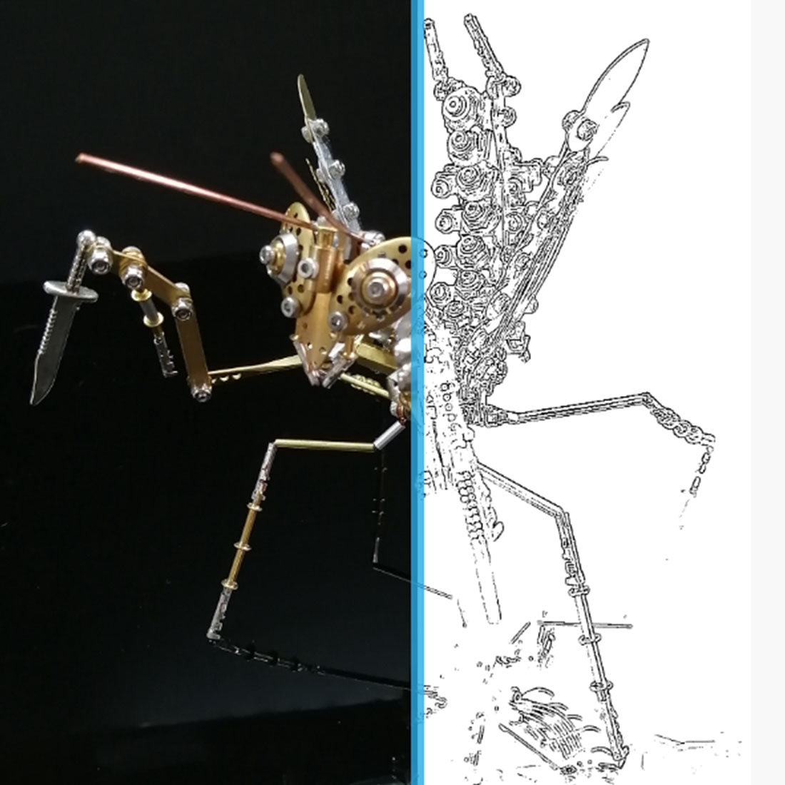 3D Metal Kits DIY Mechanical Mantis Assembly Model 350+PCS | Moyustore