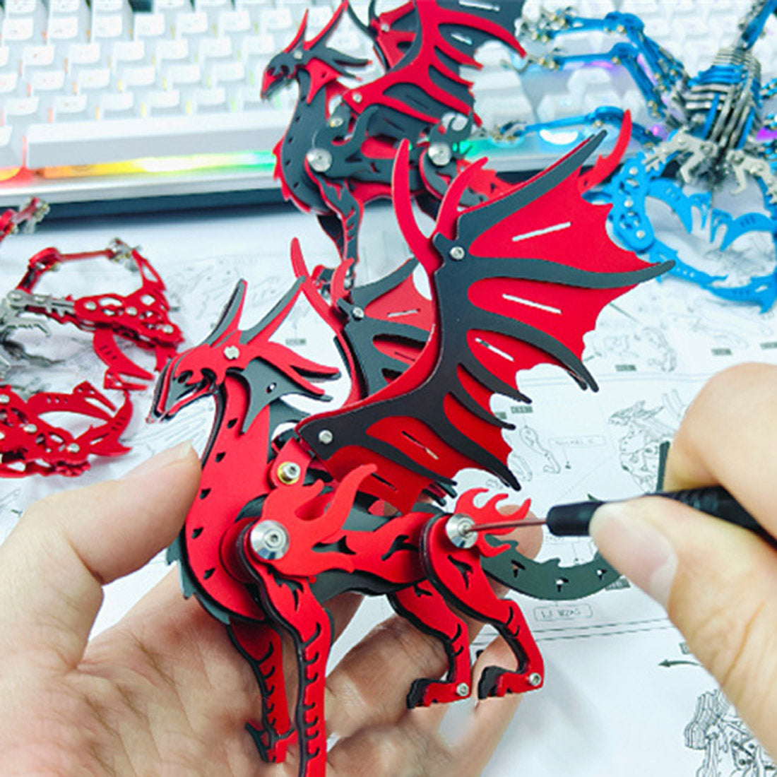 3D Metal Kits Magical Pterosaur DIY Mechanical Dragon Model 100+PCS ...
