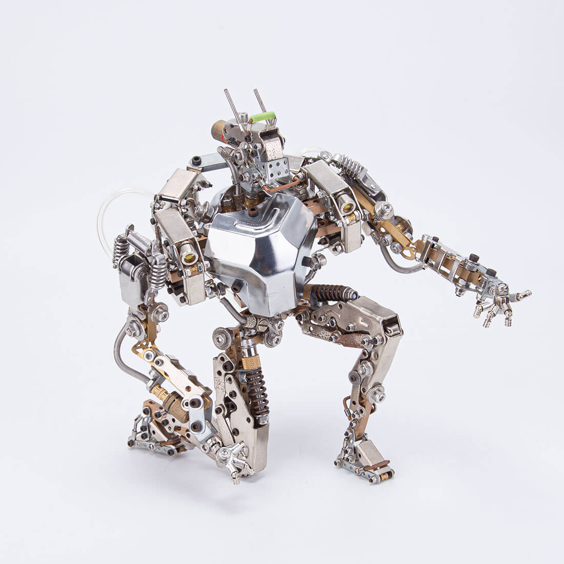 3D Metal LED Humanoid Service Robot Mecha Big Articulated Action Figur