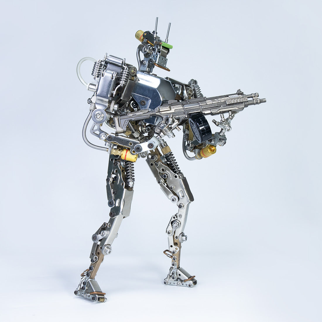 3D Metal LED Humanoid Service Robot Mecha Big Articulated Action Figur