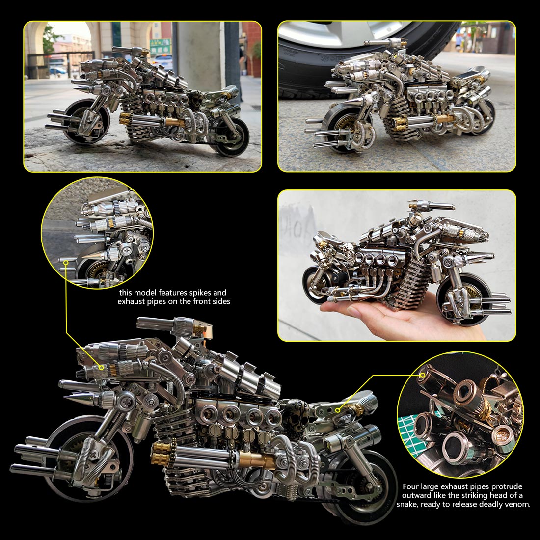 900+PCS Pursuit Motorcycle 3D Metal Puzzle Kits Gift for Biker Difficu