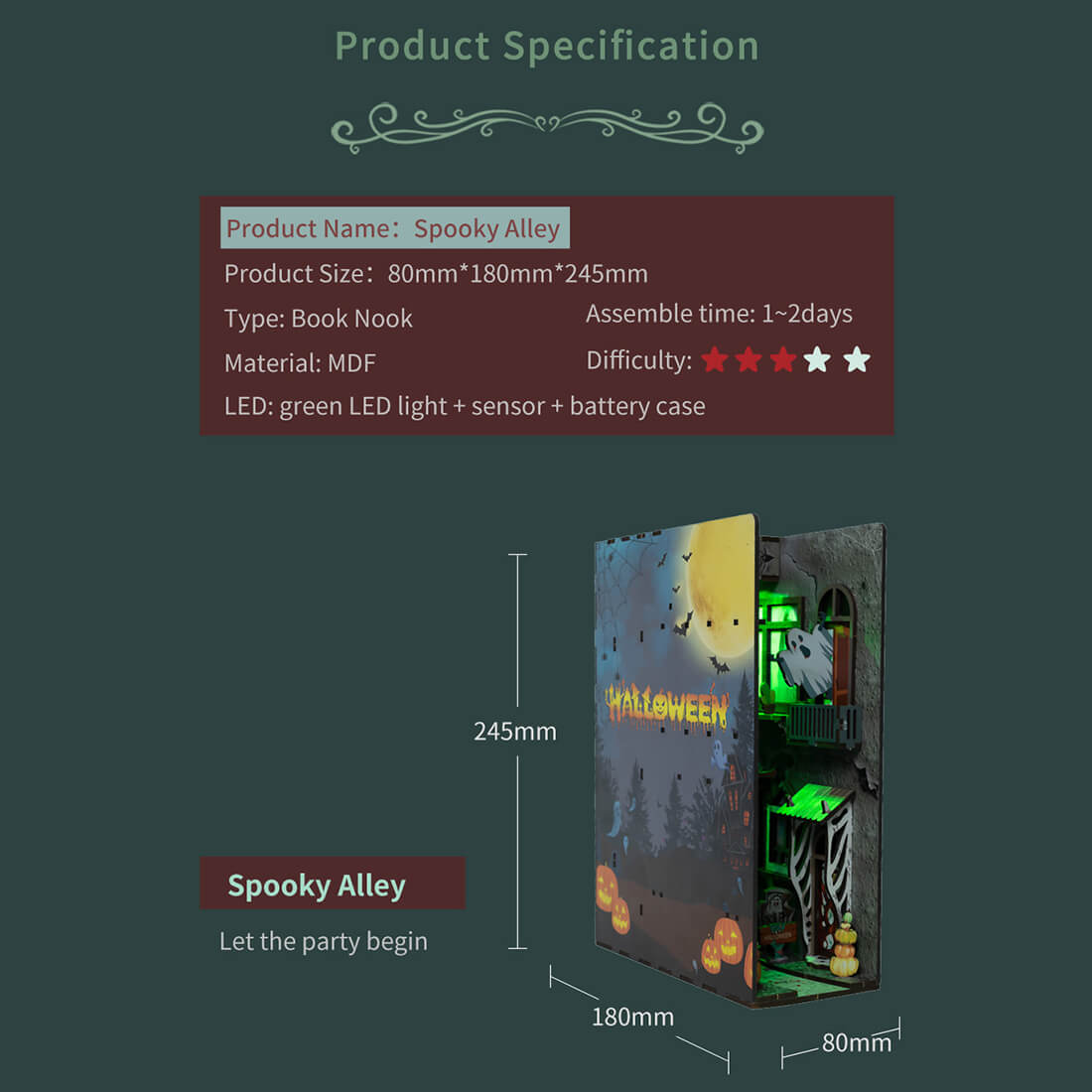 Horror Halloween Bookself Alley 3D DIY Puzzle Assembly Model Kit Diora