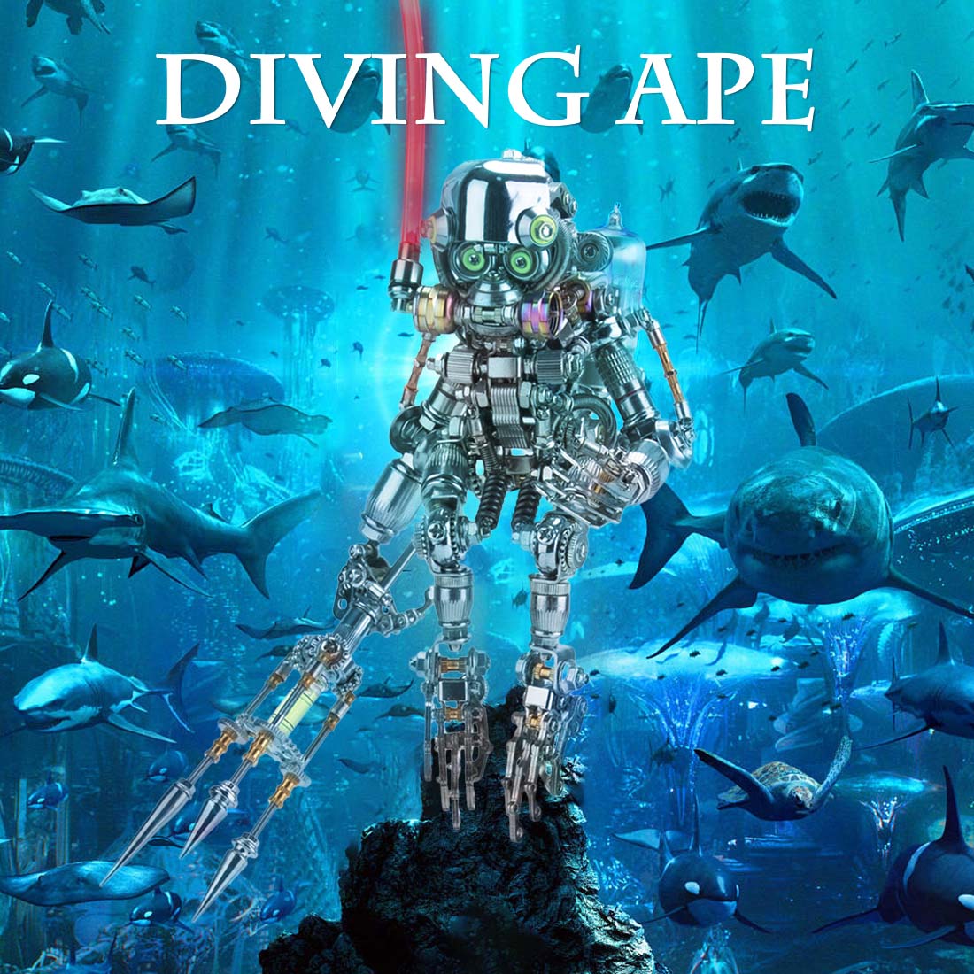 700+PCS Punk Style Diver Ape Mechanical 3D DIY Metal Model Kits
