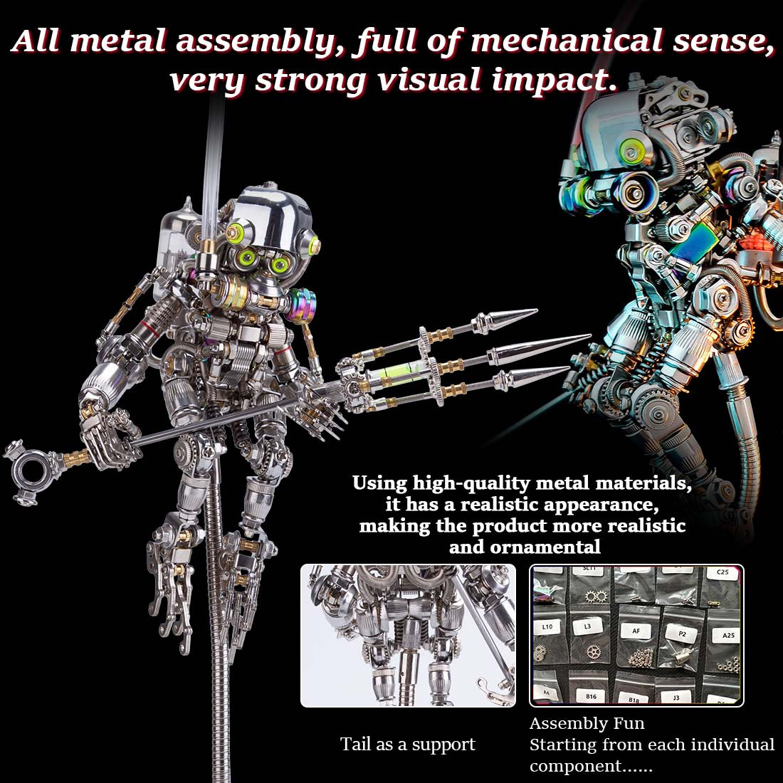 700+PCS Punk Style Diver Ape Mechanical 3D DIY Metal Model Kits
