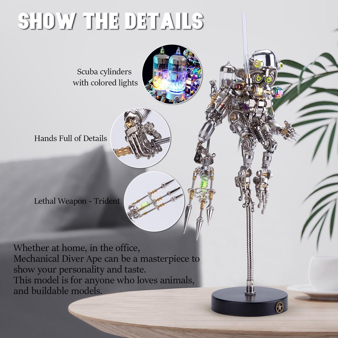 700+PCS Punk Style Diver Ape Mechanical 3D DIY Metal Model Kits