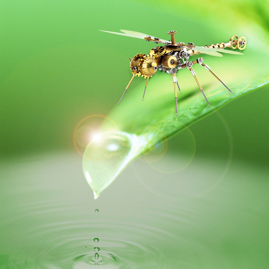 150PCS Steampunk 3D Dragonfly Model Assembly Kit with Light