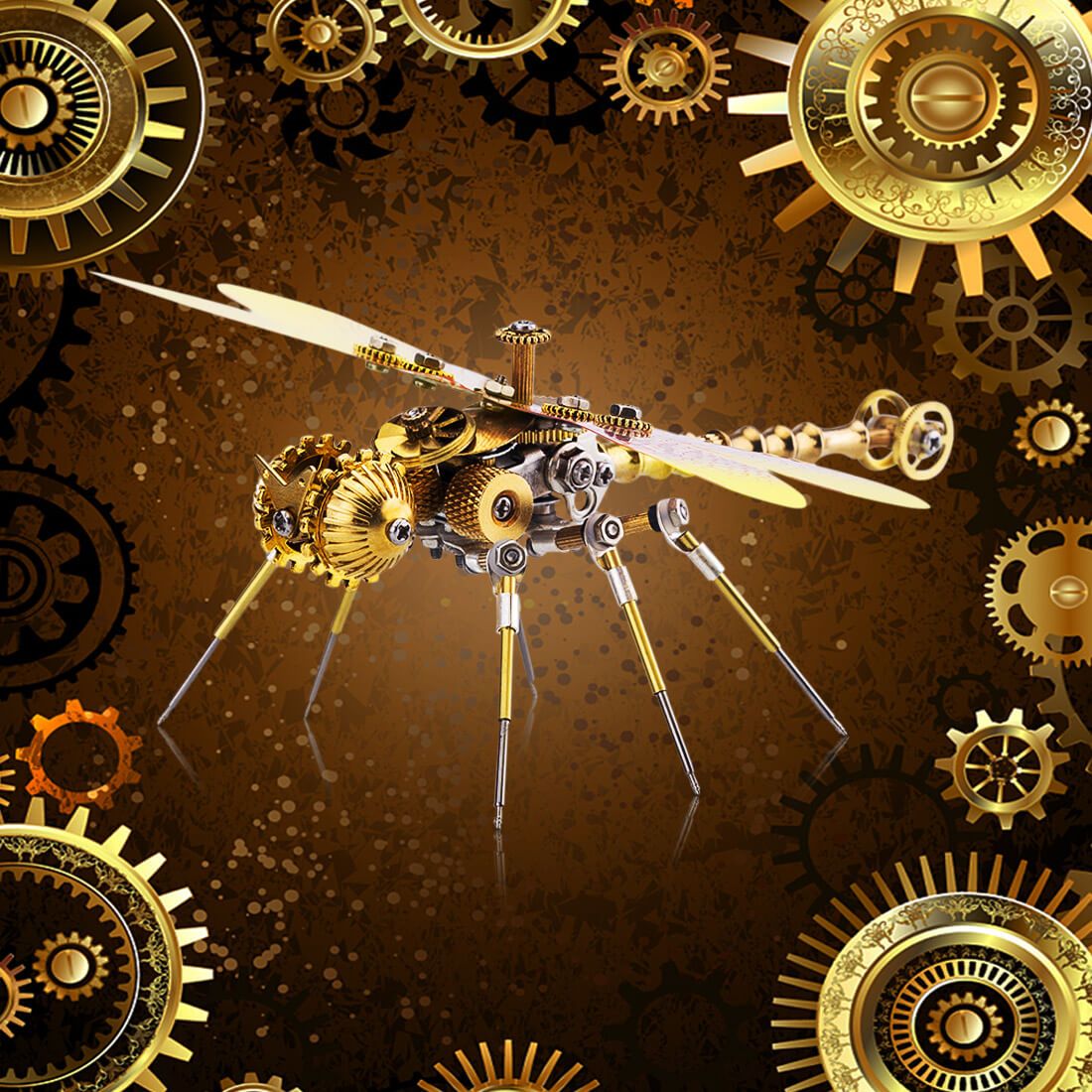 150PCS Steampunk 3D Dragonfly Model Assembly Kit with Light