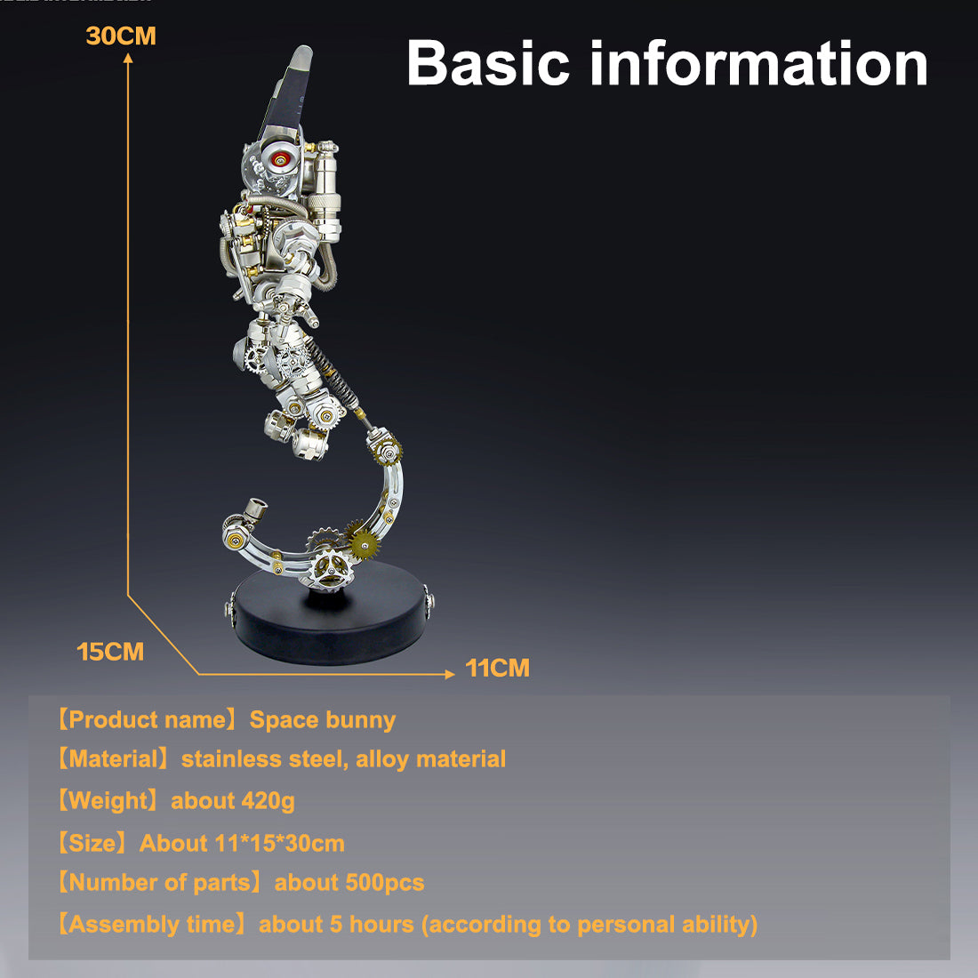 Mechanical Aerospace Rabbit Sci-fi Punk Female Astronaut 3D Metal Puzz