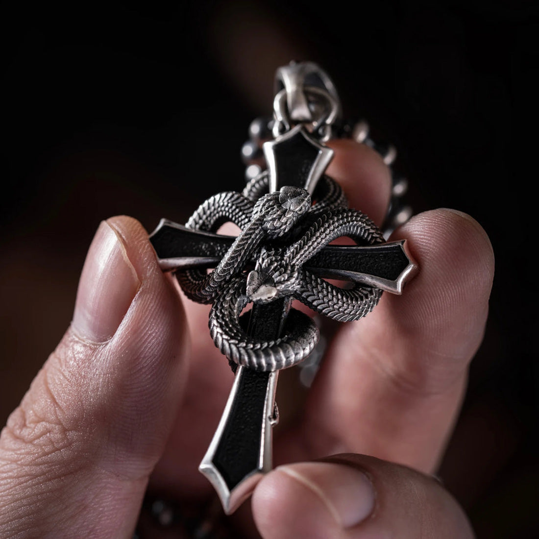 coppertistwu Christian Cross & Two Snakes Pendant