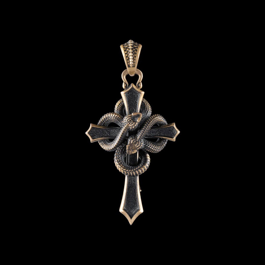 coppertistwu Christian Cross & Two Snakes Pendant