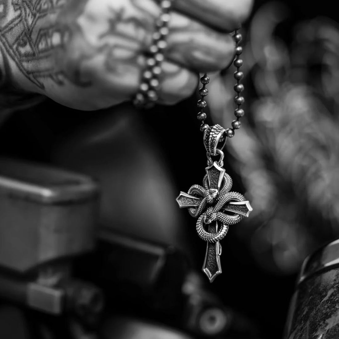 coppertistwu Christian Cross & Two Snakes Pendant