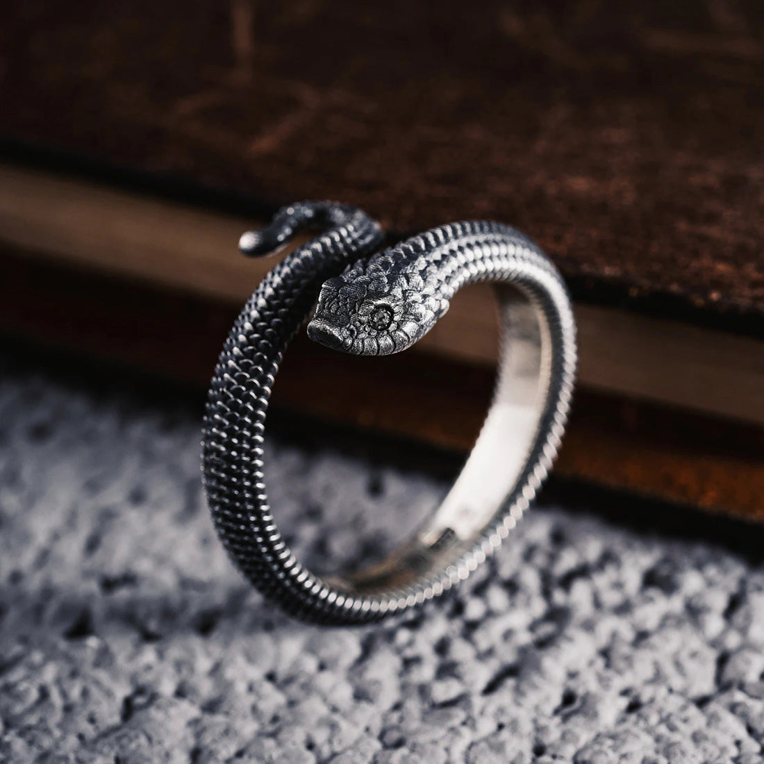 Coppertistwu Hognose Snake Ouroboros Snake Ring