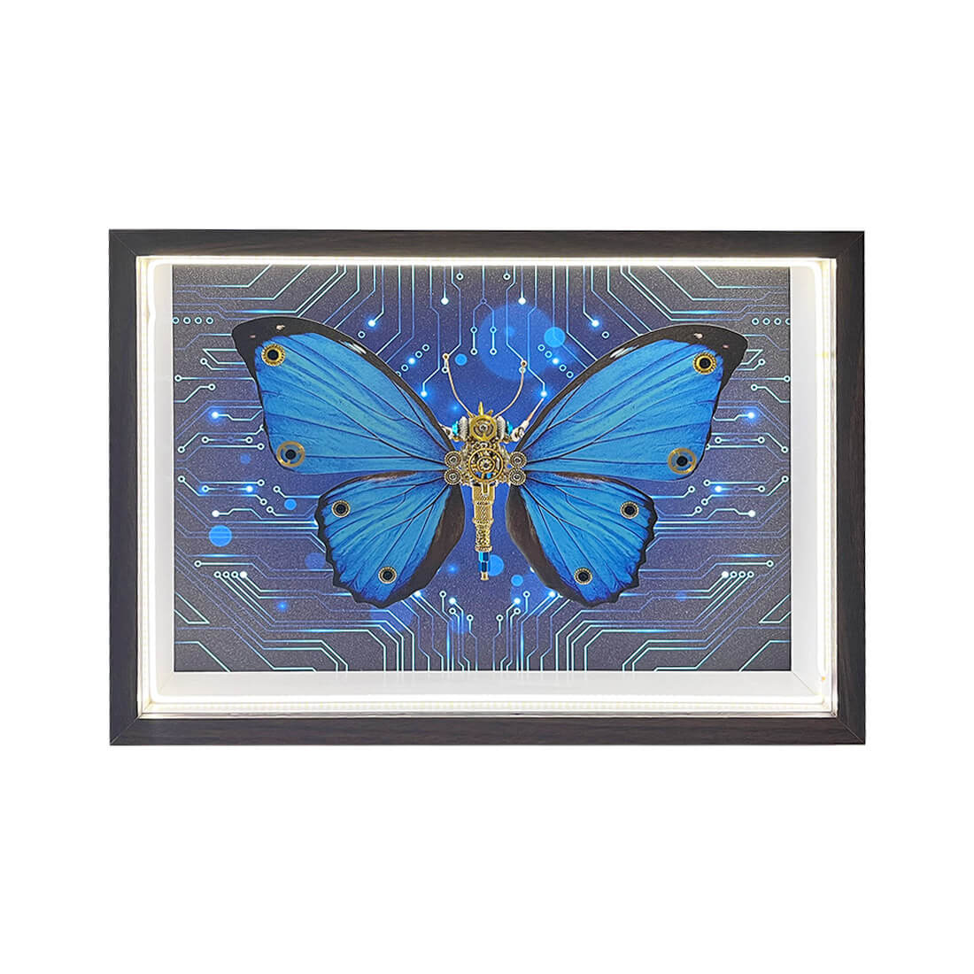 DIY Steampunk Butterfly 3D Metal Model Kits with Circuit Board Framed