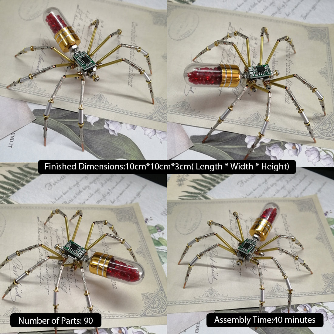 Steampunk Recyled Cellar Spider 3D Metal DIY Circuit Board Sculpture I