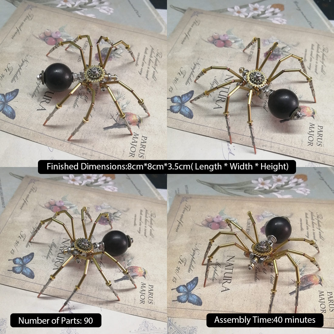 Steampunk Miniature Brass Spider 3D Metal Puzzle for Kids