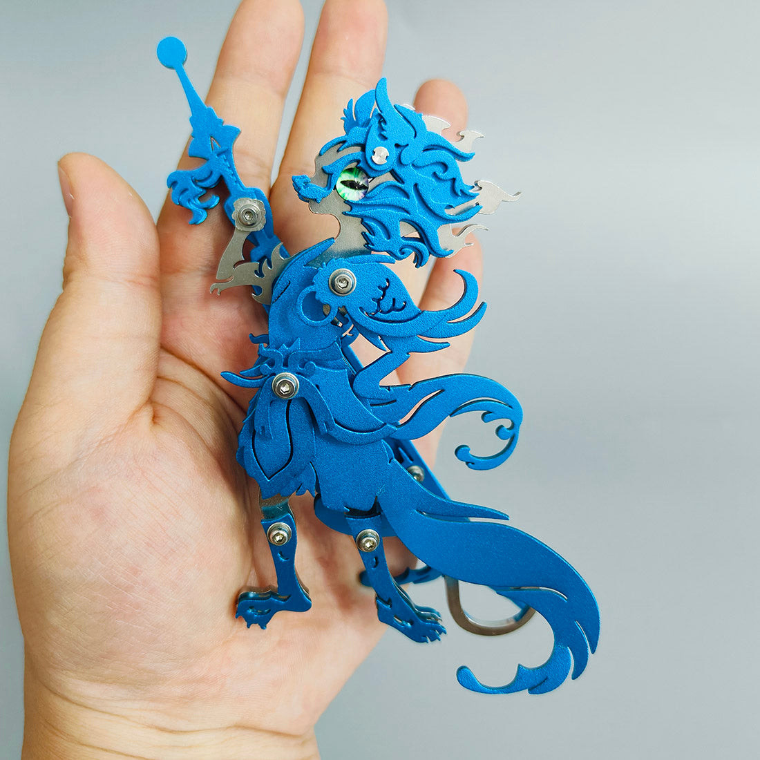 Sitting Ginger Cat with a Samurai Sword 3D Metal Model Kits