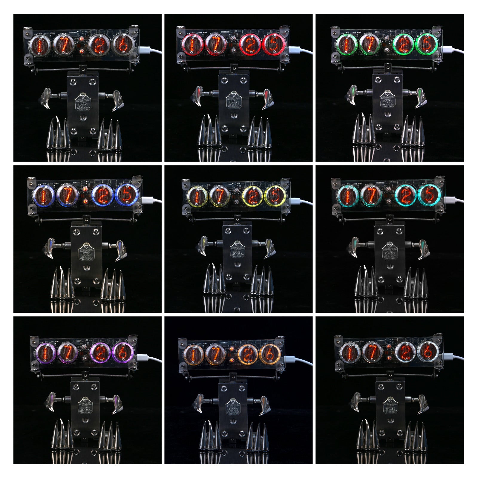 100+Pcs RC Glow Discharge Tube Table Clock Robot DIY Model Kit with Nu