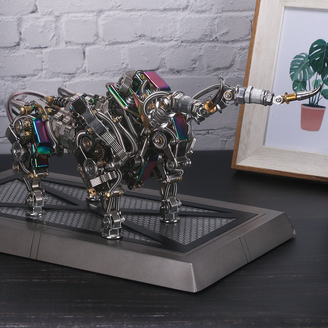 1087Pcs Metal 3D DIY Mechanical Bull Animal Model Assembly Kit for Adu