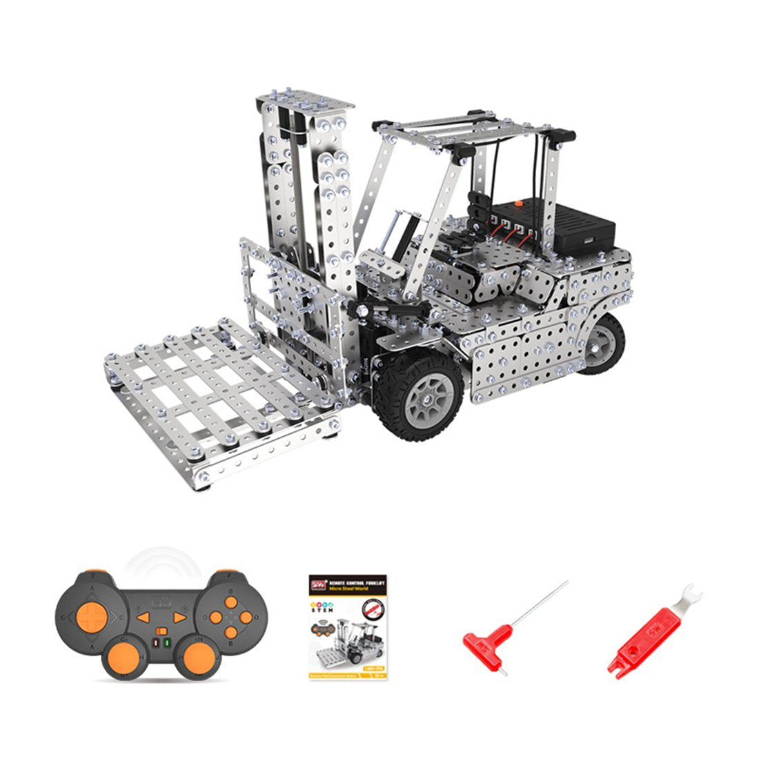 1400Pcs 2.4G Assembly Remote Control Metal Forklift Mechanical Scew Mo