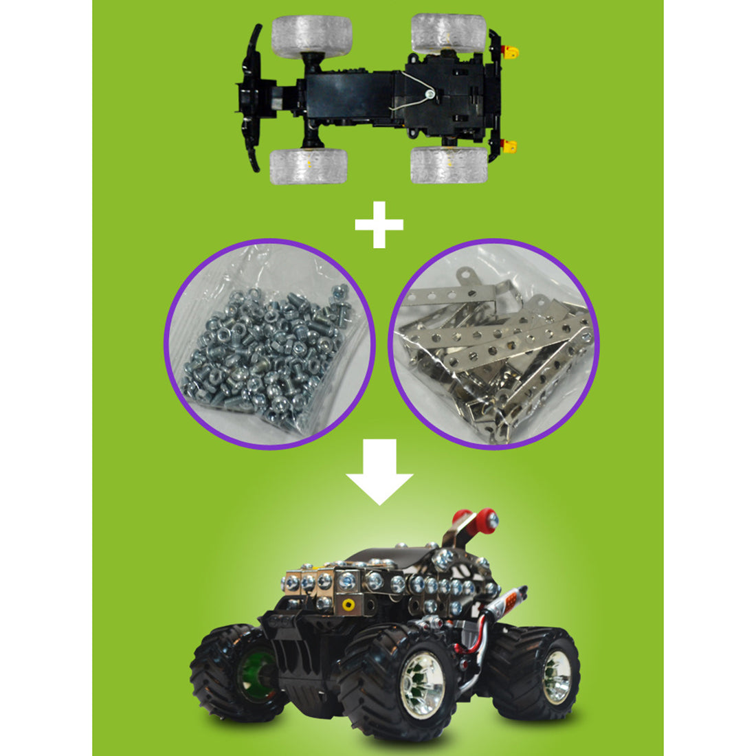 170Pcs+ DIY Metal Remote Control Dancing Car Puzzle Model Kit