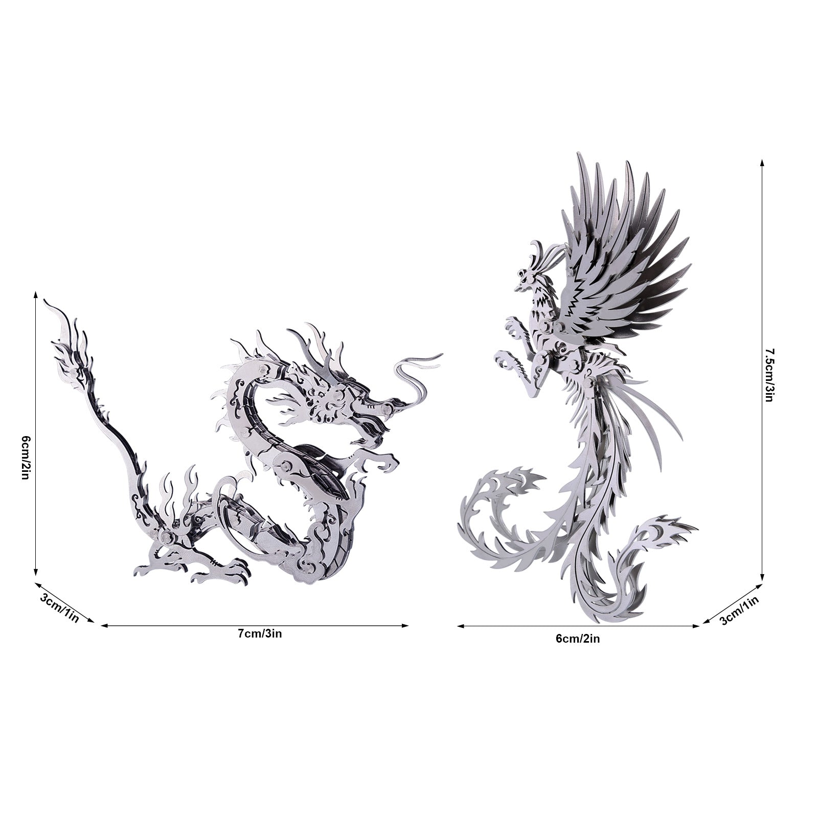 200Pcs+ DIY Oriental Dragon + Phoenix Assembly Building Kit