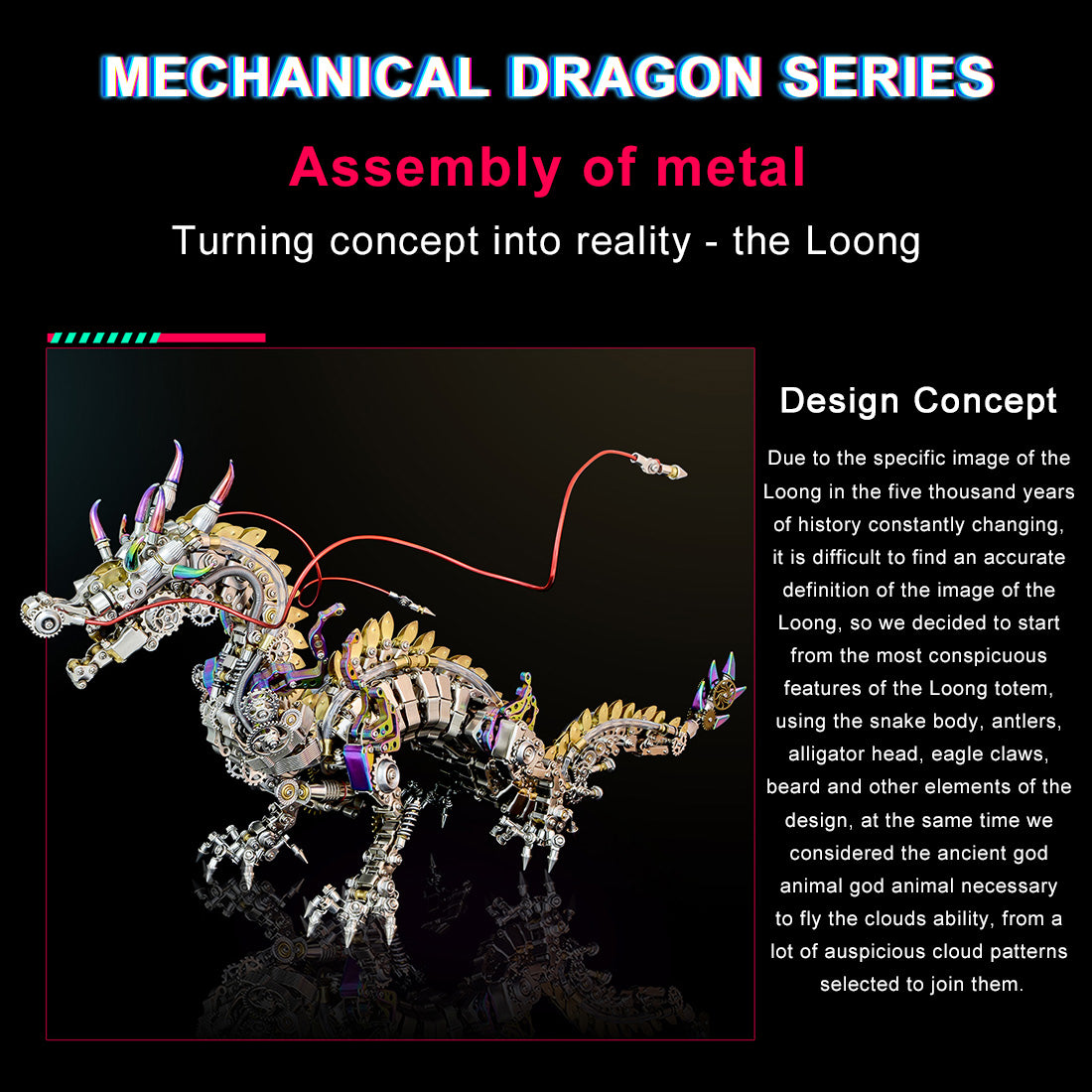 2030+PCS Punk Mechanical Metal Large Dragon Model Kit Difficult Puzzle