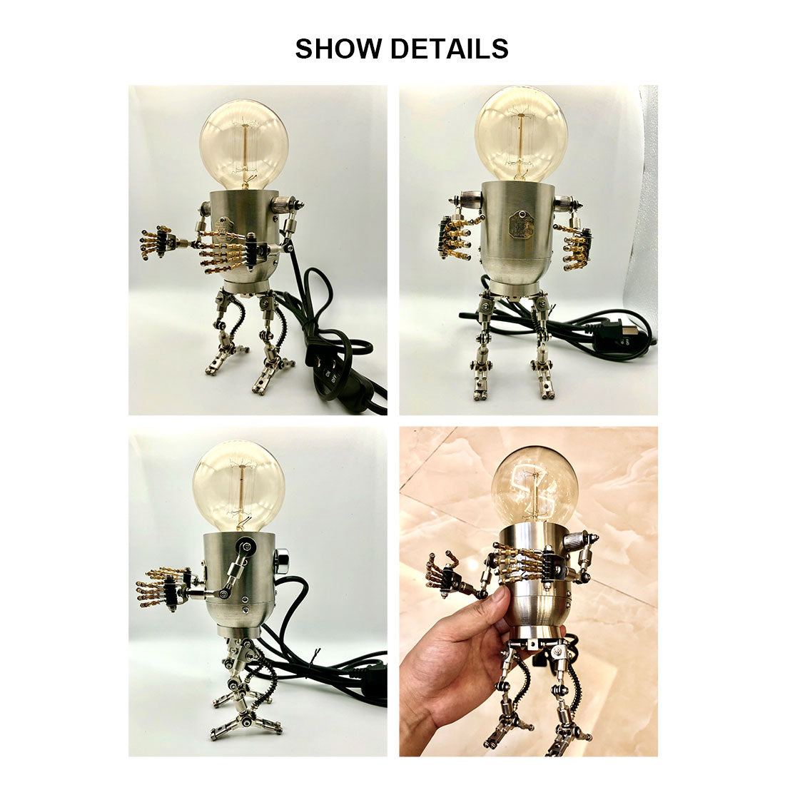 250Pcs+ Metal Future Robot Bulb Lamp Handyman Mr Gort Model Building K