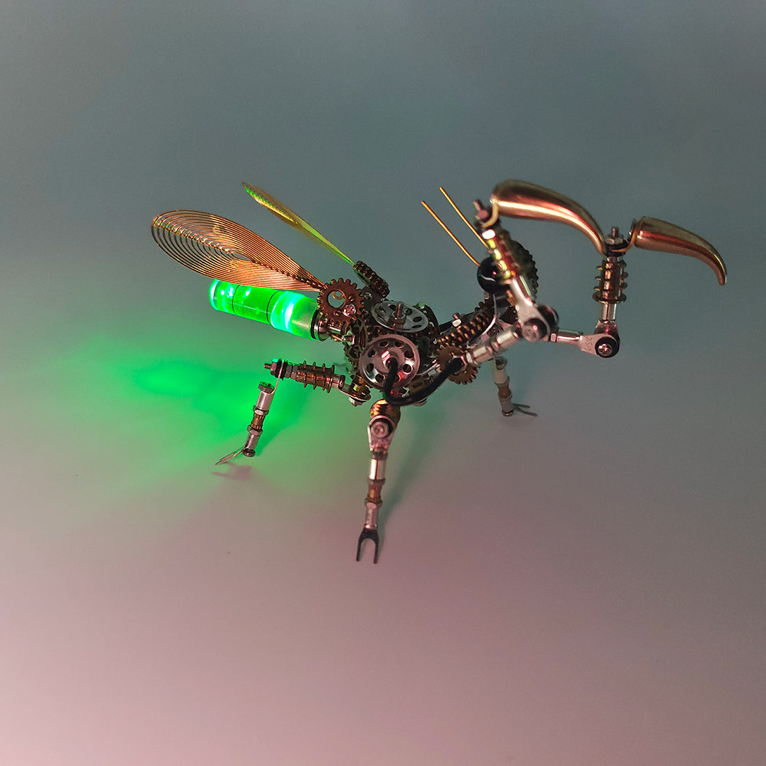 300PCS+ Steampunk Little Mantis with Glow Light 3D Metal Insect Model