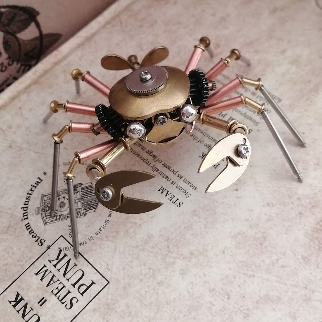 3D Metal Copper Mechanical Crab Testa Handicrafts Model for Home Decor