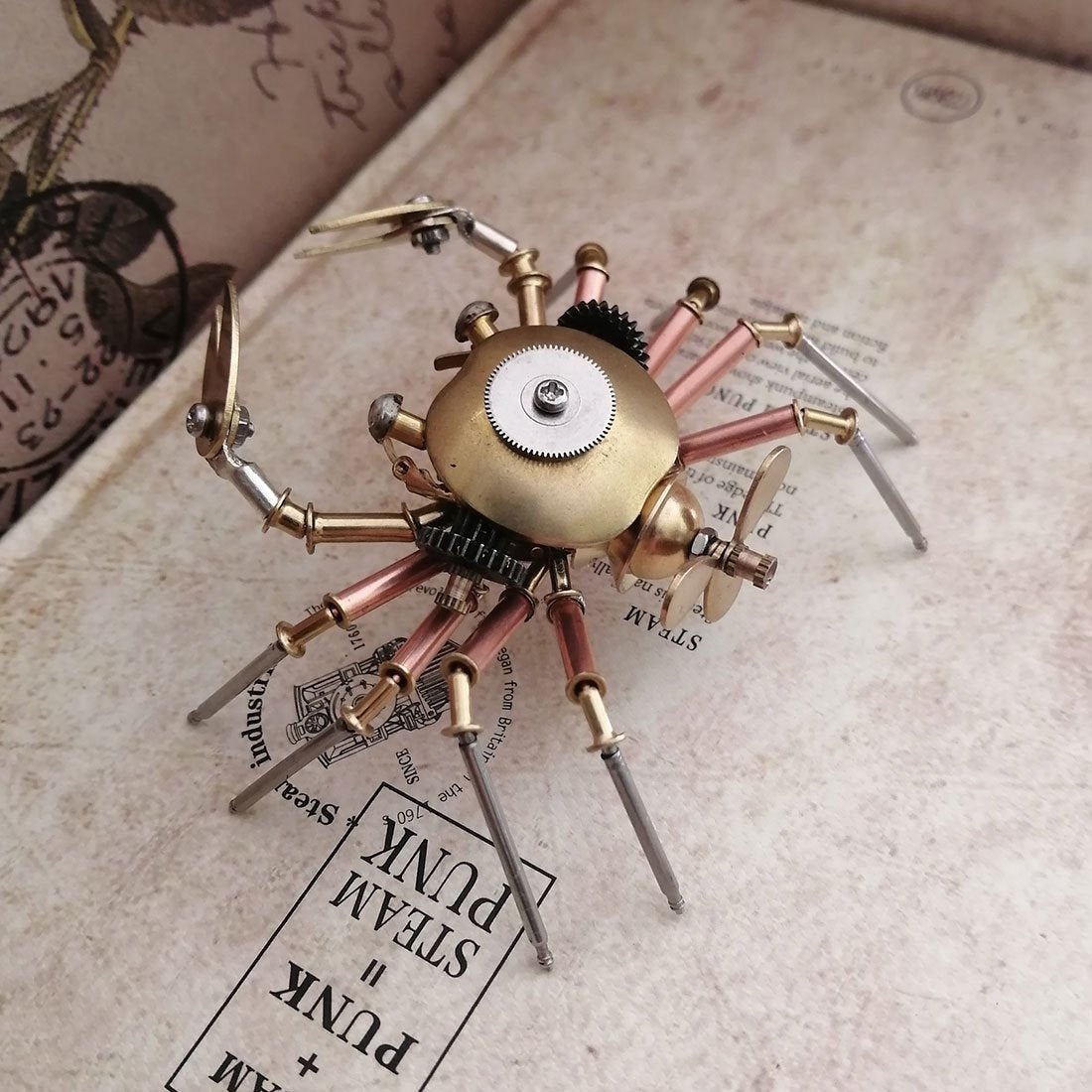 3D Metal Copper Mechanical Crab Testa Handicrafts Model for Home Decor