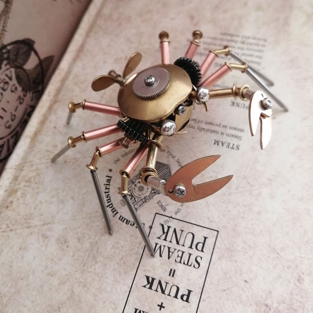 3D Metal Copper Mechanical Crab Testa Handicrafts Model for Home Decor