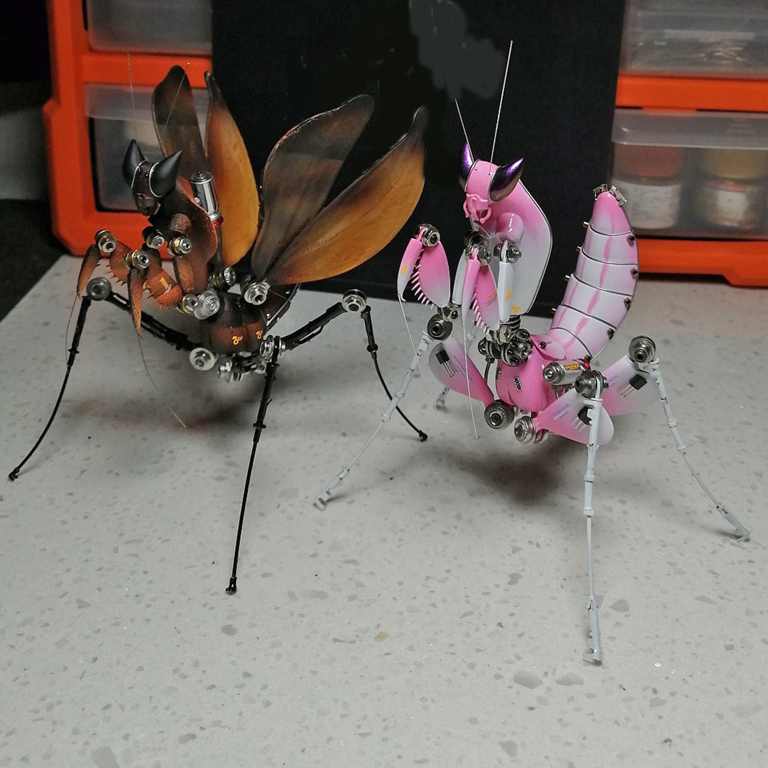 3D Metal Deroplatys Mantis Bug Insect Model Kits Sculpture Assembled C