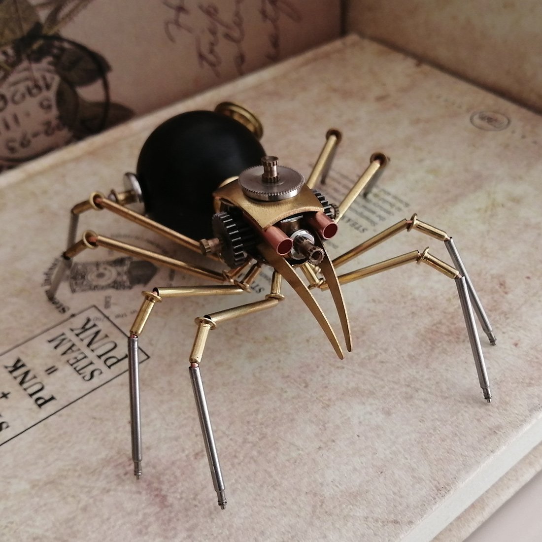 3D Metal Mechanical Black Spider Assembled Model Handicrafts for Home