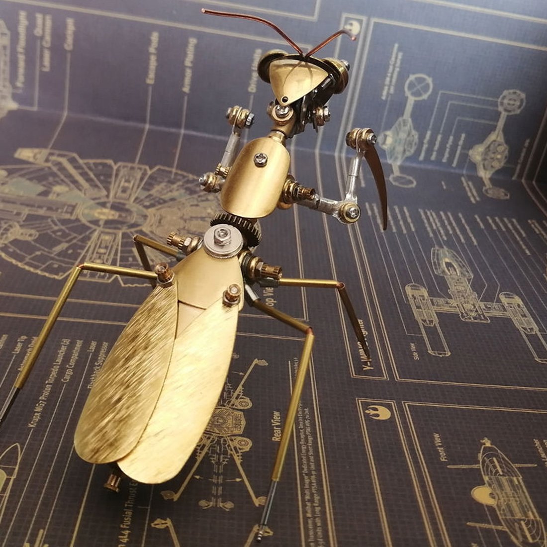 Steampunk Mechanical Praying Mantis Model Kits Gift for Insect Breeder