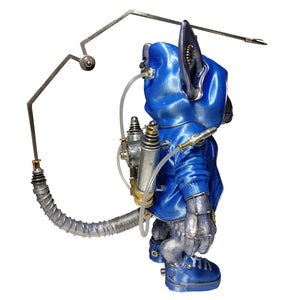 3D Metal Steampunk Mouse with Blue Jacket Animal Sculpture Model Assem