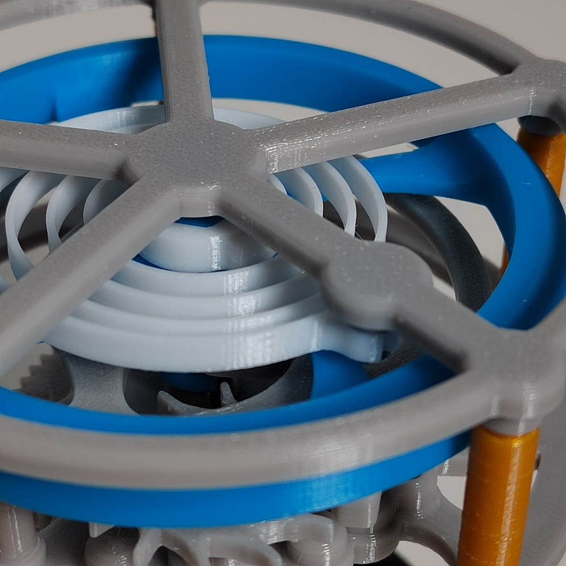 3D Printed Toy Tourbillon Horizontal Clock Movement Model Building Kit