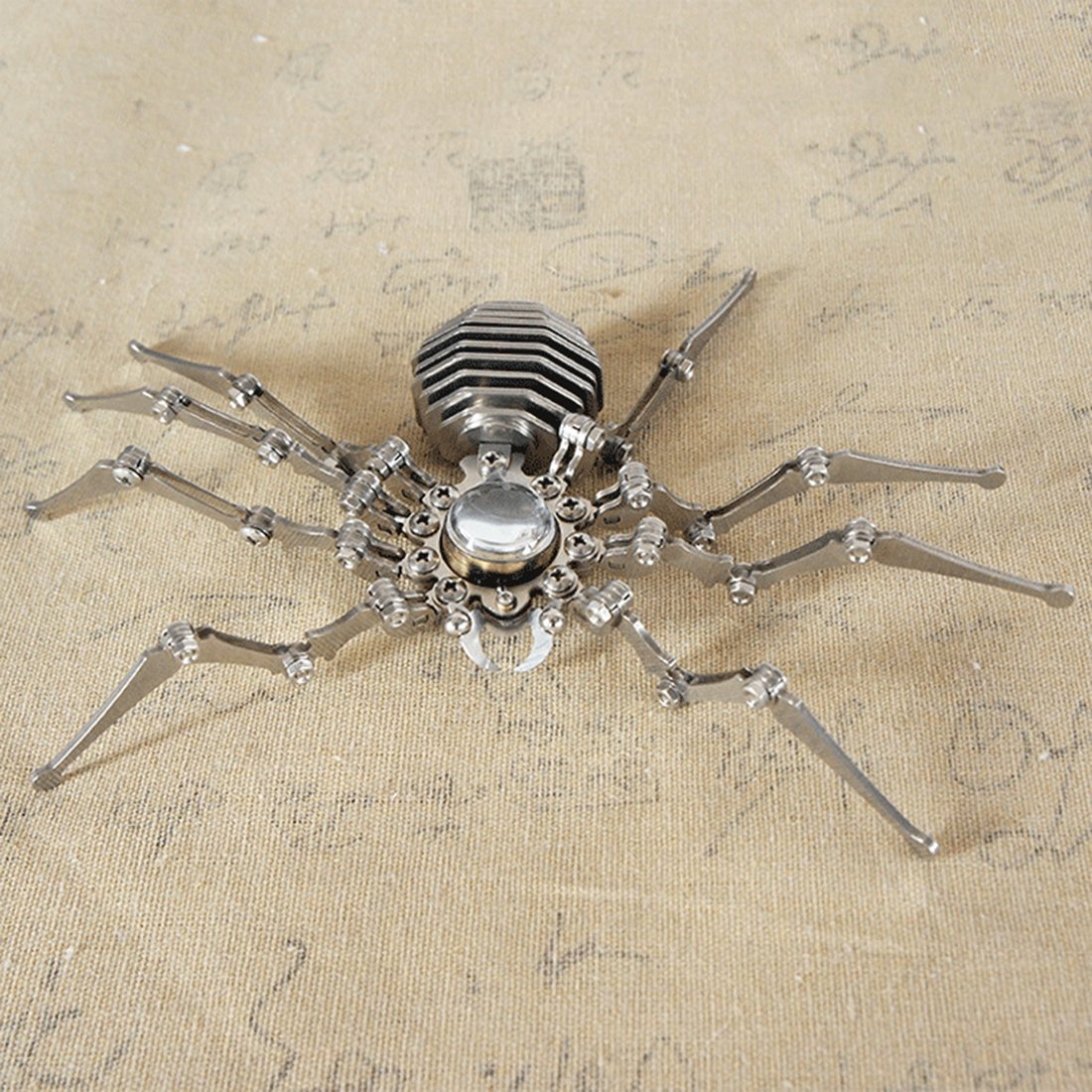 3D Stainless Steel Assembled Spider Clock Model Handmade Crafts