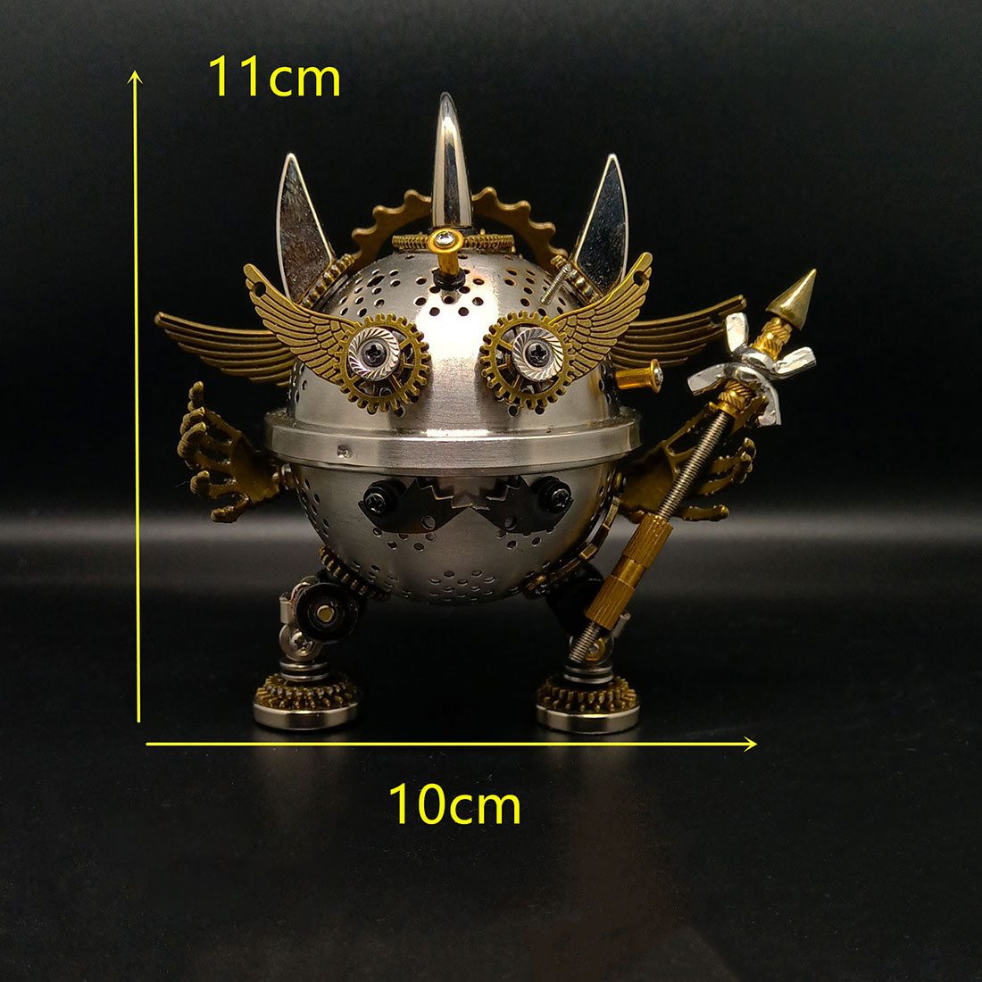3D Steampunk Metal Little Evil Soldier Mecha With Spear Model Kit Asse