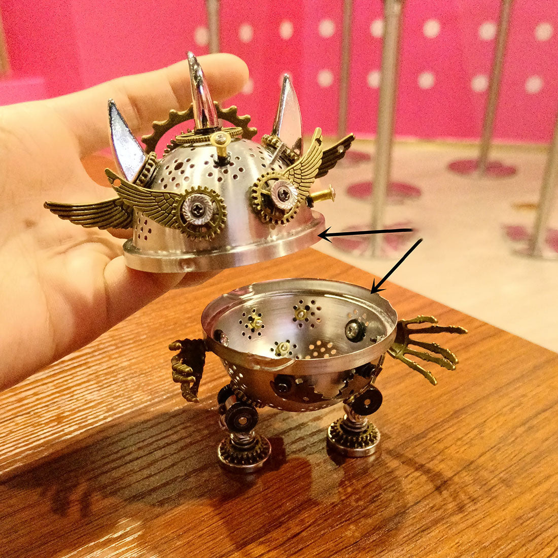 3D Steampunk Metal Little Evil Soldier Mecha With Spear Model Kit Asse