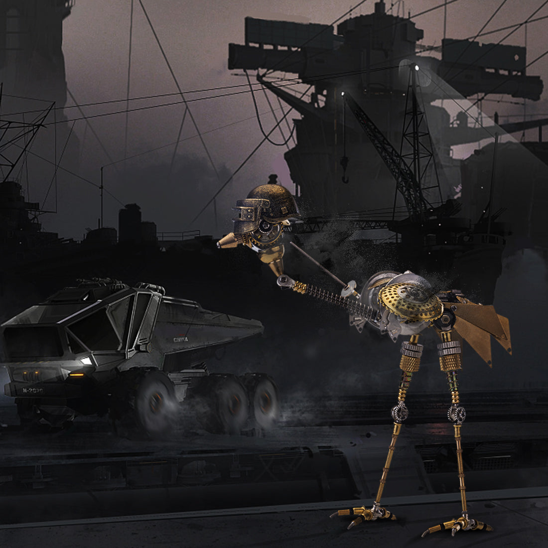 3PCS/Set Steampunk Emu Turkey and Ostrich Metal Assembly Complete Set