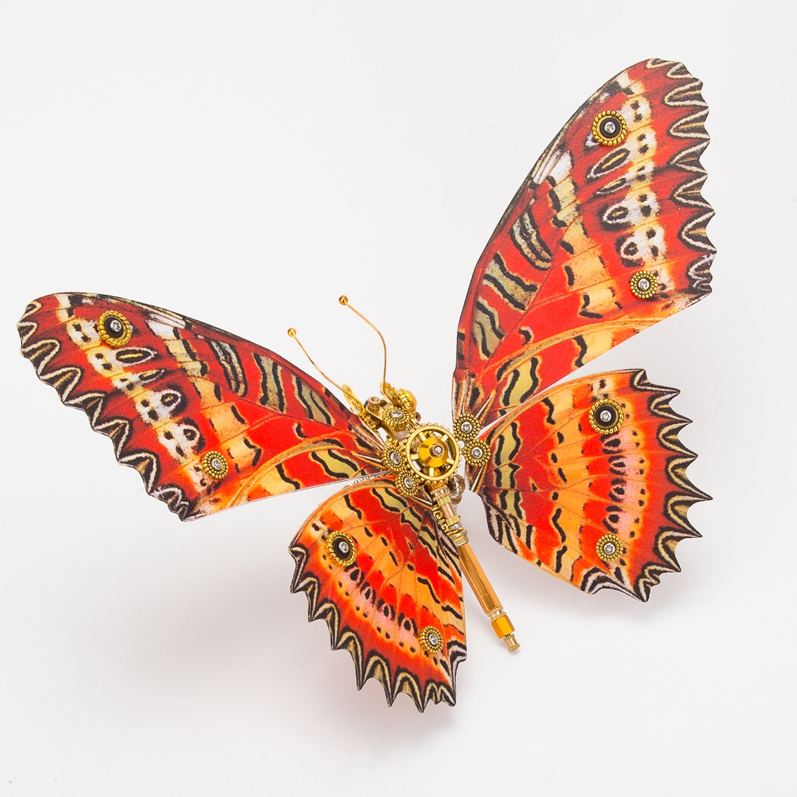 3pcs/ Set Steampunk Red Lacewing Butterfly 3D Metal Model Kits for Her