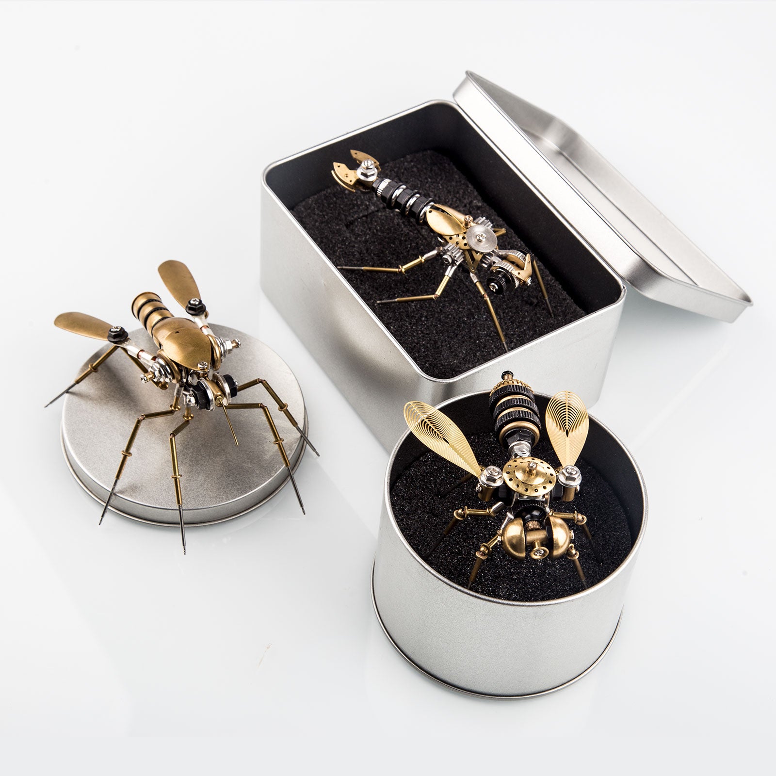 3pcs/Set Tiny Metal Steampunk Bugs Model Kit DIY Toy