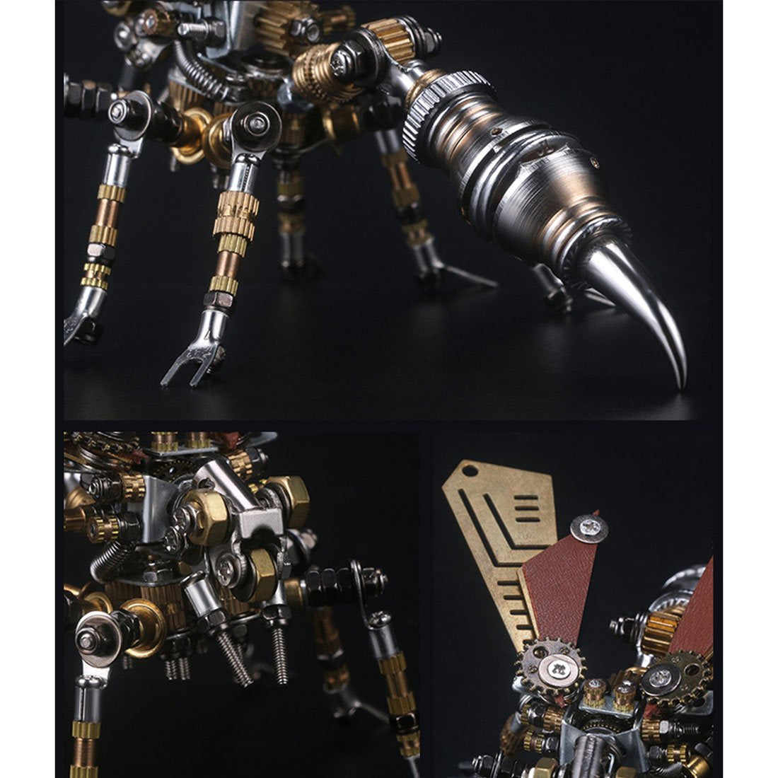 4pcs 3D DIY Metal Mechanical Dragonfly Firefly Wasp Termite Insects As