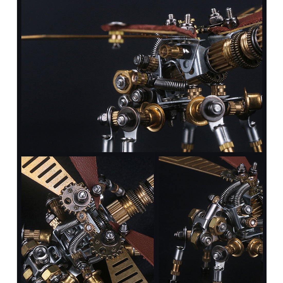 4pcs 3D DIY Metal Mechanical Dragonfly Firefly Wasp Termite Insects As