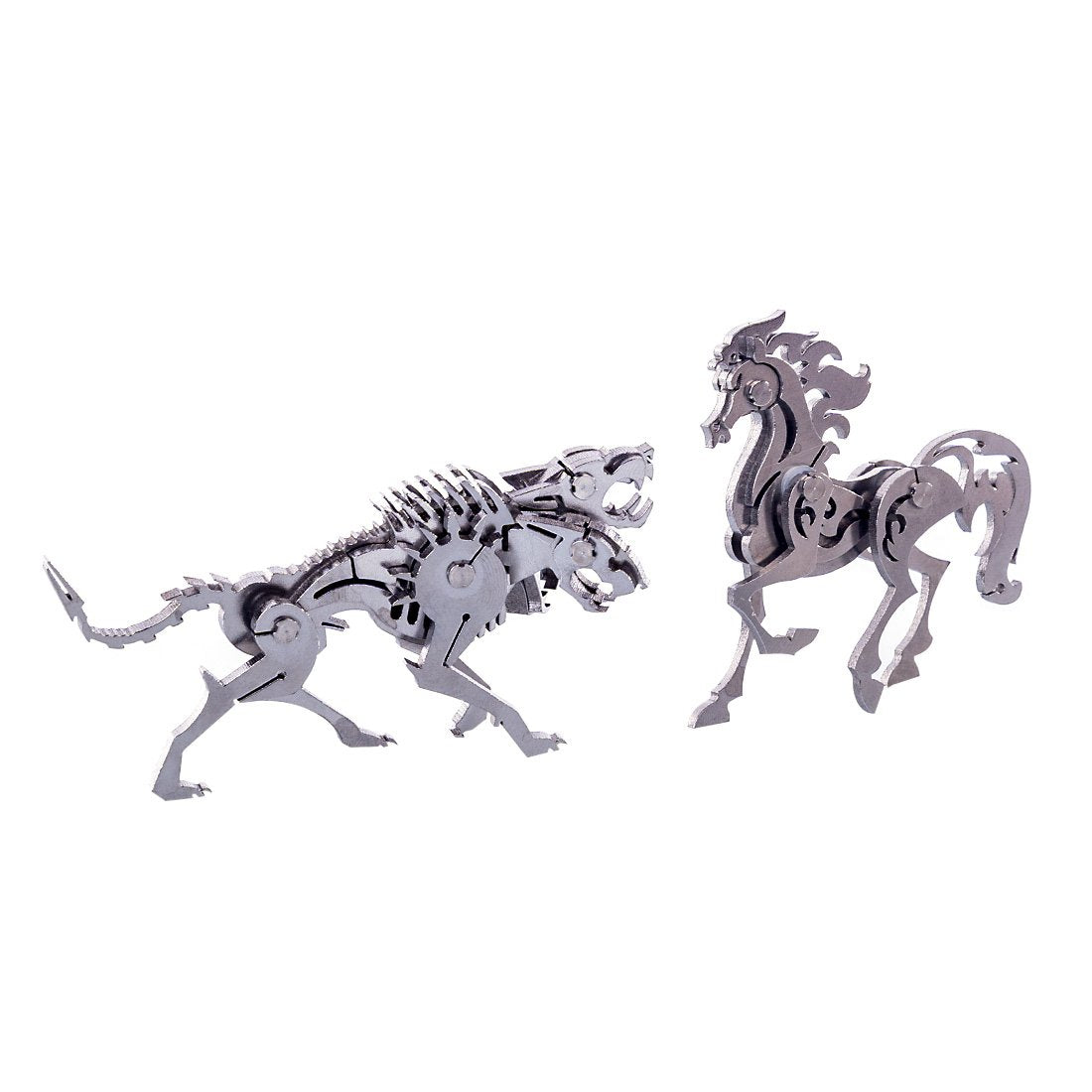 4pcs Metal 3D DIY Assembly Detachable Rooster Cerberus Elk Horse Model