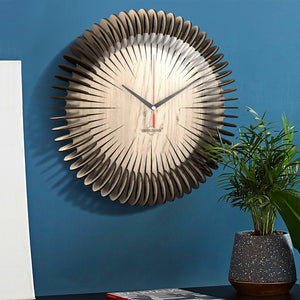 62Pcs DIY Wooden Round Clock Kit 3D Assembly Radial Table Clock Puzzle