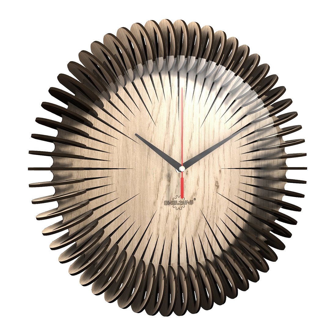 62Pcs DIY Wooden Round Clock Kit 3D Assembly Radial Table Clock Puzzle