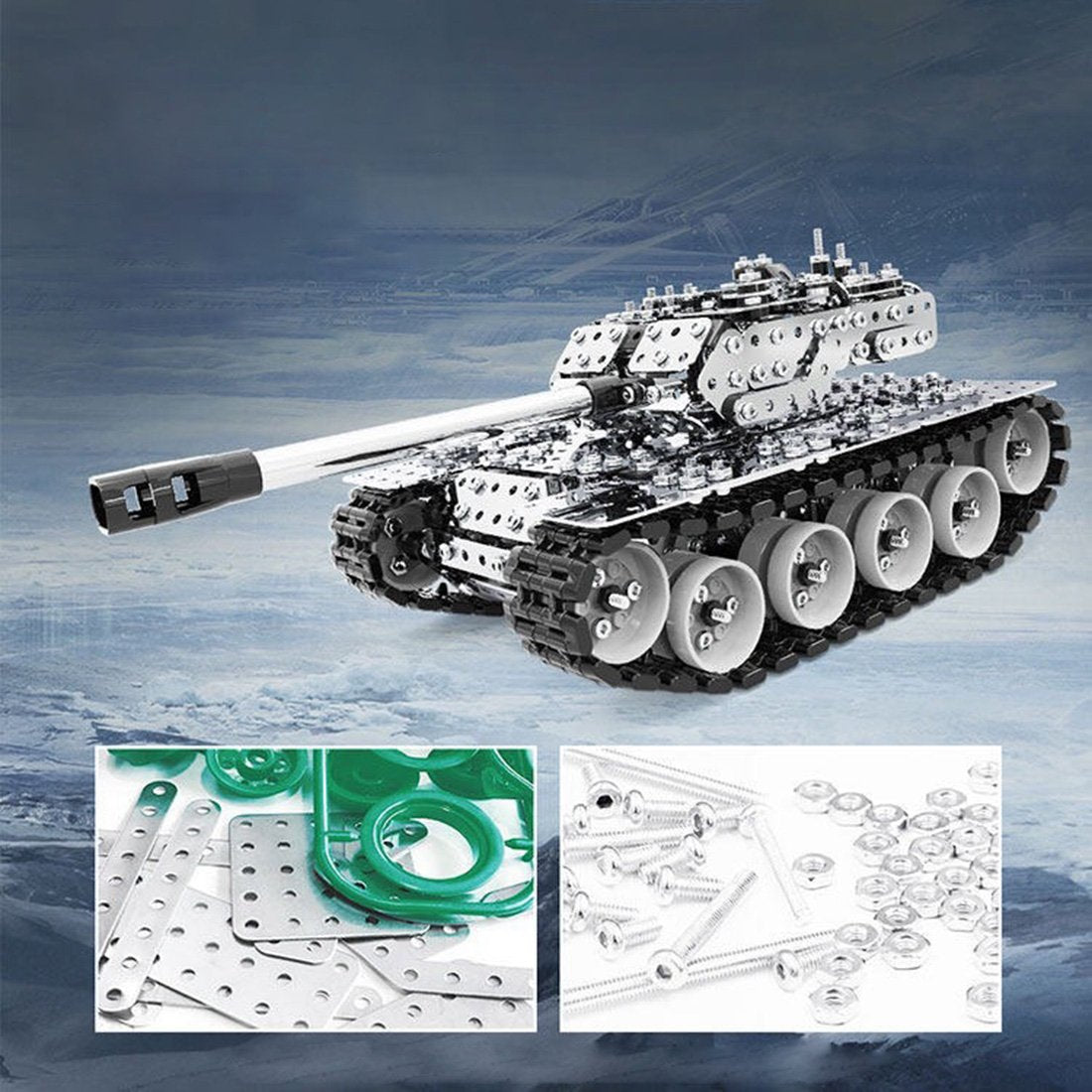 843Pcs 3D Scew Metal Mechanical Military Tank Model Kit Assembly Puzzl