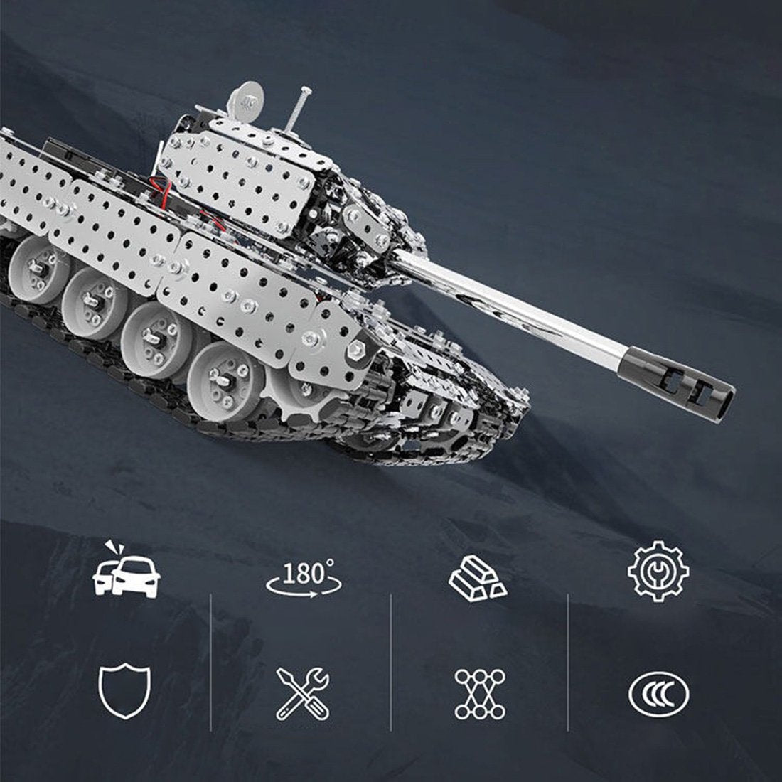 843Pcs 3D Scew Metal Mechanical Military Tank Model Kit Assembly Puzzl