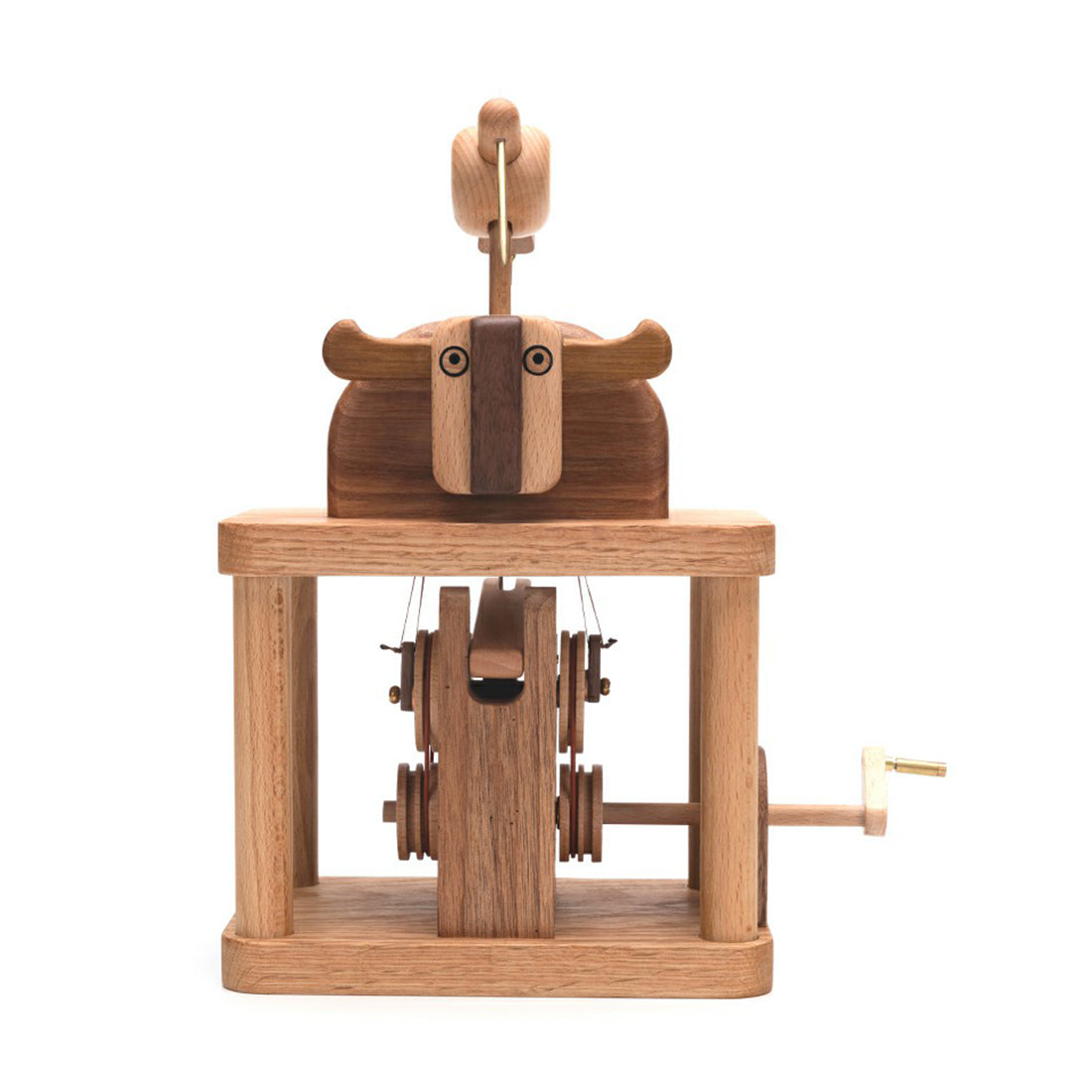 Automata Cute Animal Music Box Wooden Cow and Bird Musical Box for Hom